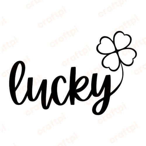 Lucky with Shamrock Outline SVG File | Craftpi