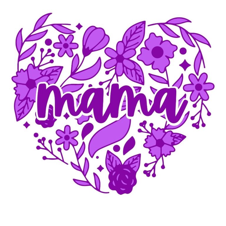 Purple Mama Floral Heart SVG File for Cricut & Silhouette | Craftpi