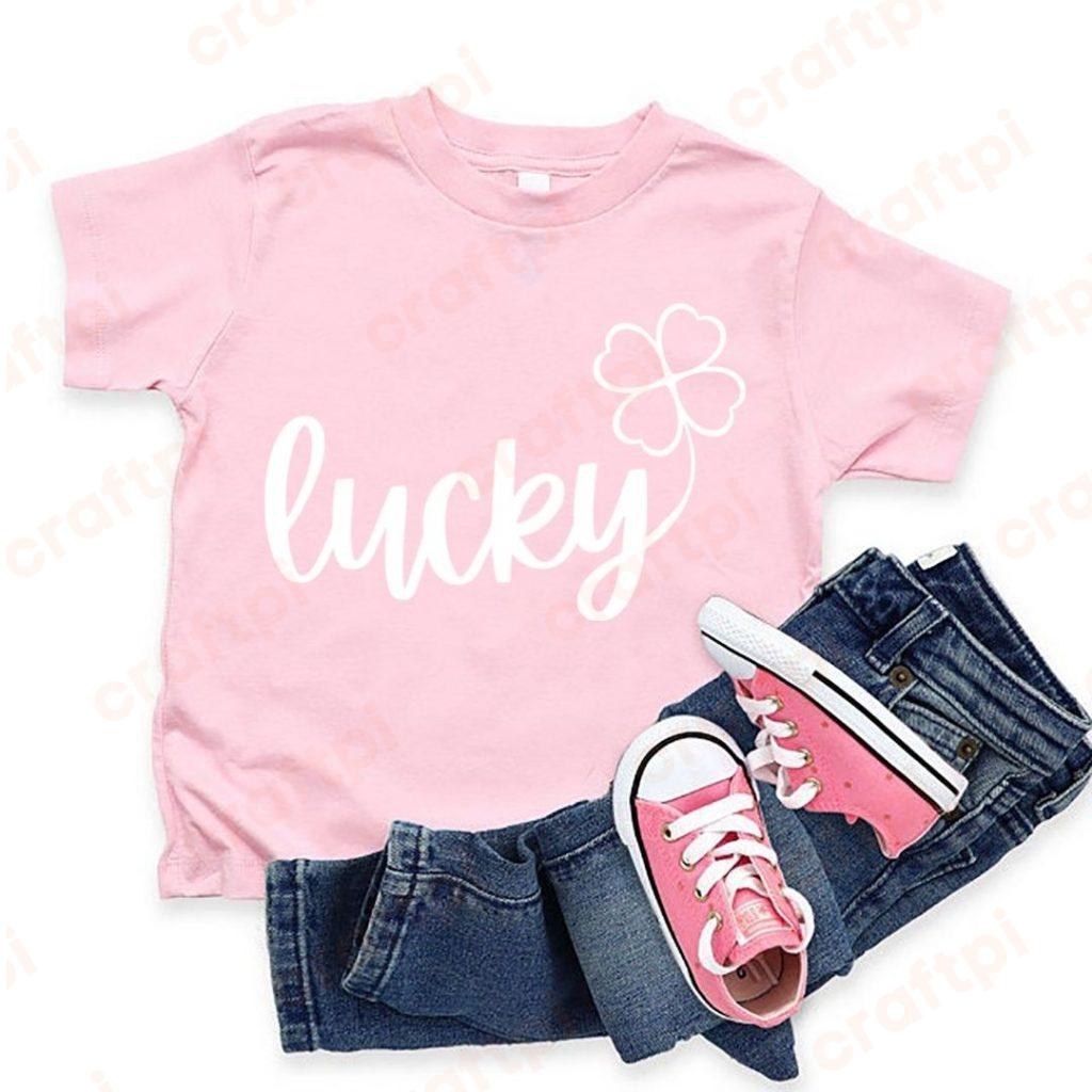 Lucky with Shamrock Outline SVG File | Craftpi