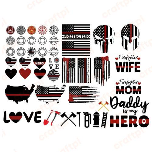 Firefighter Heart Flag SVG File for Cricut & Silhouette | Craftpi