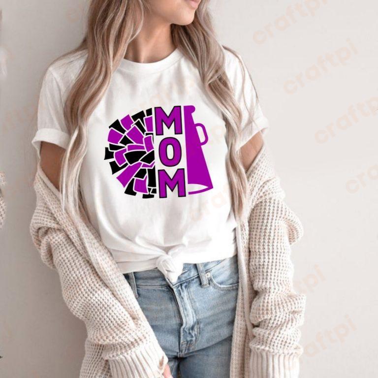 Purple Pom Pom Mom with Megaphone SVG File for Cricut | Craftpi