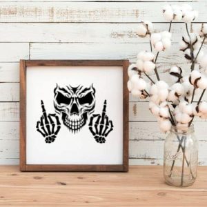 Skull Middle Finger SVG, PNG, JPG, PSD, DXF, AI Files | Craftpi