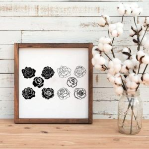 Roses Outline Bundle SVG, PNG, JPG, PSD, DXF Files | Craftpi