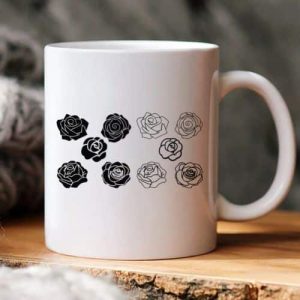 Roses Outline Bundle SVG, PNG, JPG, PSD, DXF Files | Craftpi