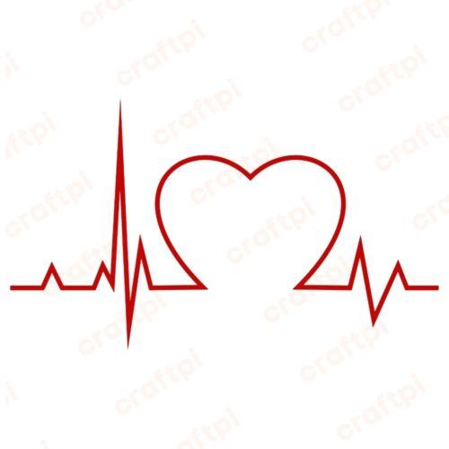 Heartbeat Heart Outline SVG, PNG, JPG, PSD, DXF Files | Craftpi