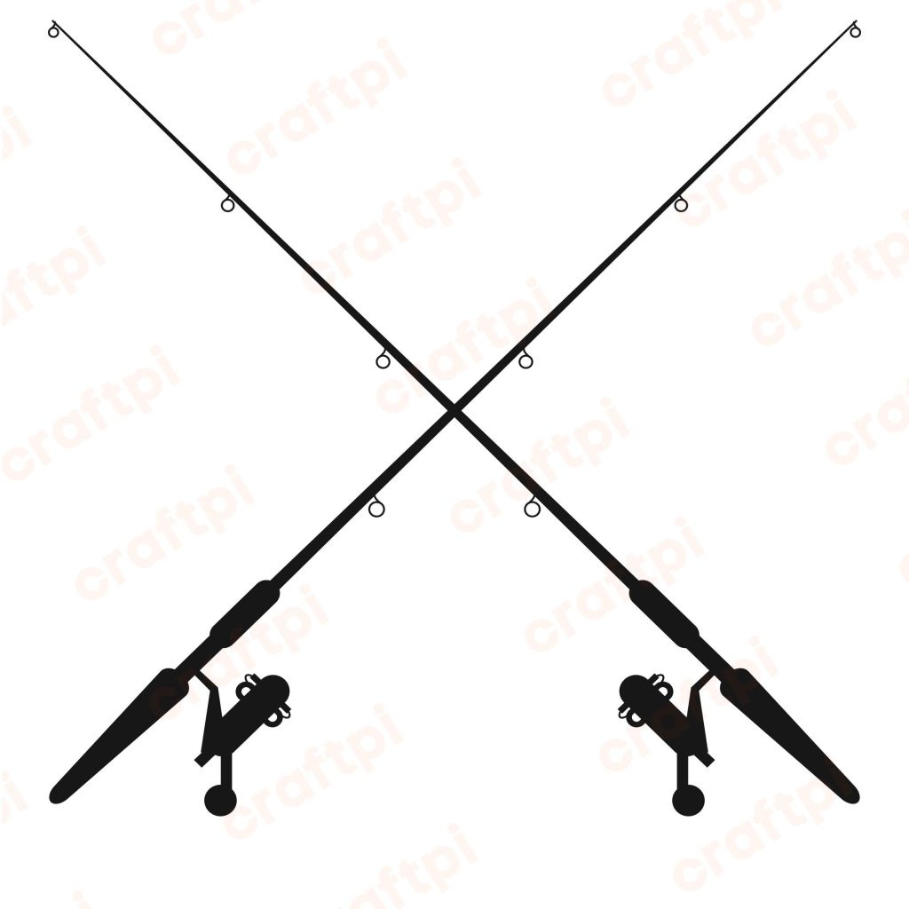 Crossed Fishing Rod Logo SVG, PNG, JPG Files | Craftpi