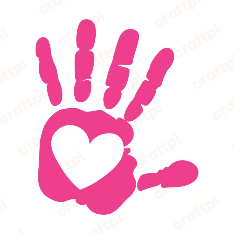 Pink Handprint Heart SVG, PNG, JPG, PSD, DXF Files | Craftpi
