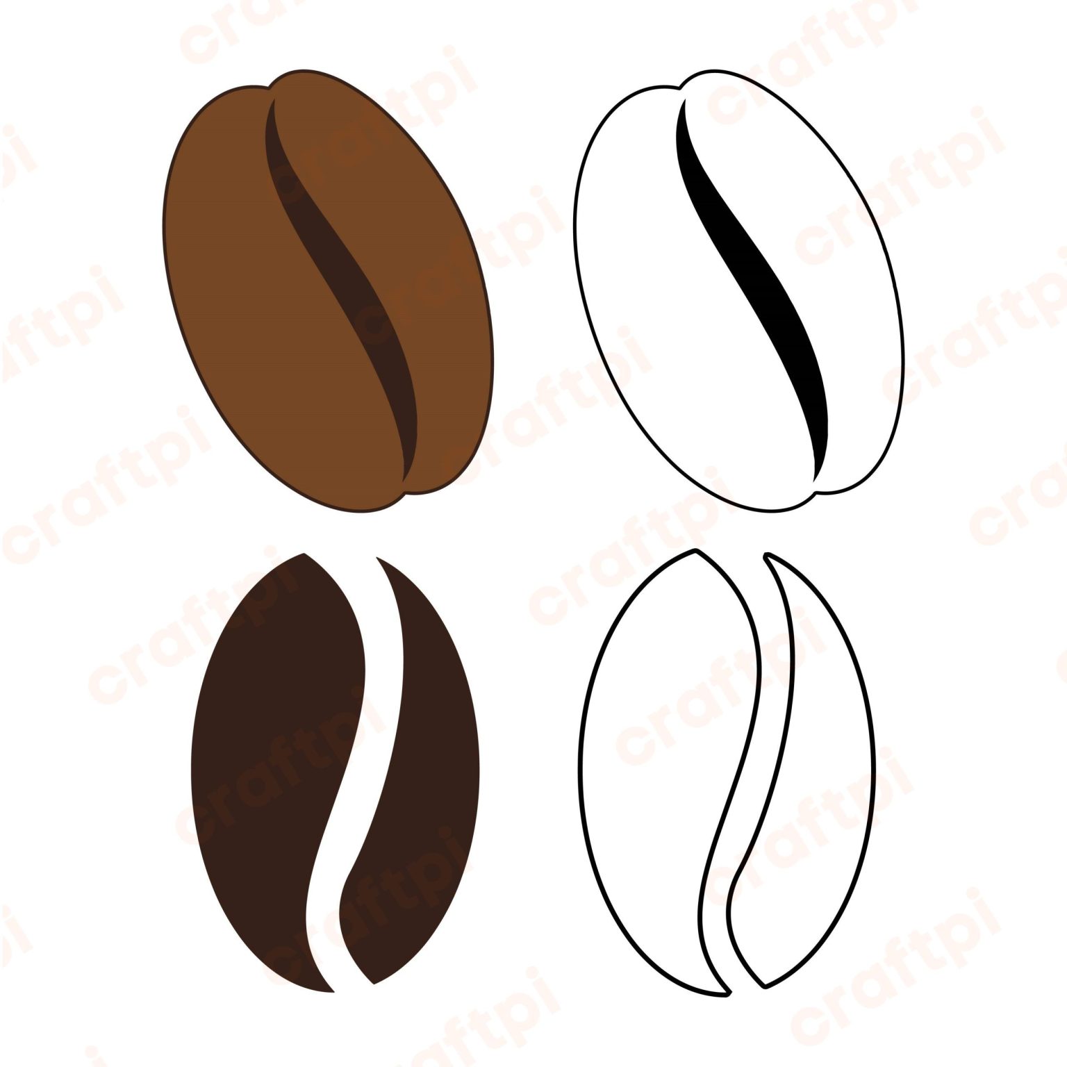 Coffee Bean Bundle SVG, PNG, JPG, PSD, DXF Files | Craftpi