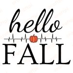 Hello Fall with Pumpkin Heartbeat SVG, PNG, PSD, JPG, DXF Files | Craftpi