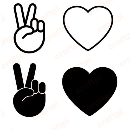 Peace Heart Symbols SVG, PNG, JPG, PSD, DXF Files | Craftpi
