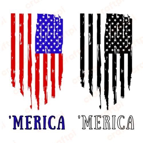 Distressed Merica Flag SVG, PNG, JPG, PSD, DXF Files | Craftpi