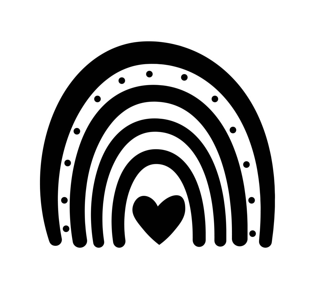 Black and White Boho Rainbow SVG, PNG, JPG, PSD, DXF Files | Craftpi