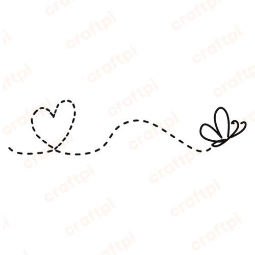 Butterfly Path with Heart TrAIl SVG, PNG, JPG, PSD, DXF Files | Craftpi