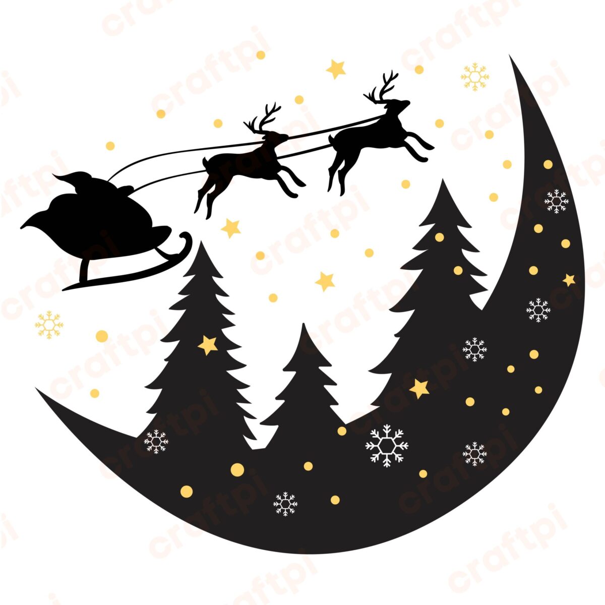 Black and White Christmas Tree SVG, PNG, JPG, PSD, DXF Files | Craftpi