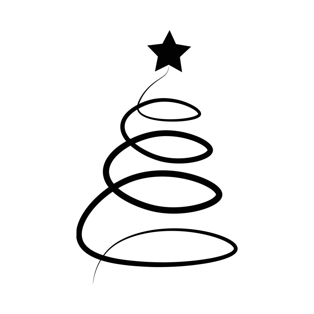 Line Christmas Tree with Star SVG, PNG, JPG, PSD, DXF Files | Craftpi