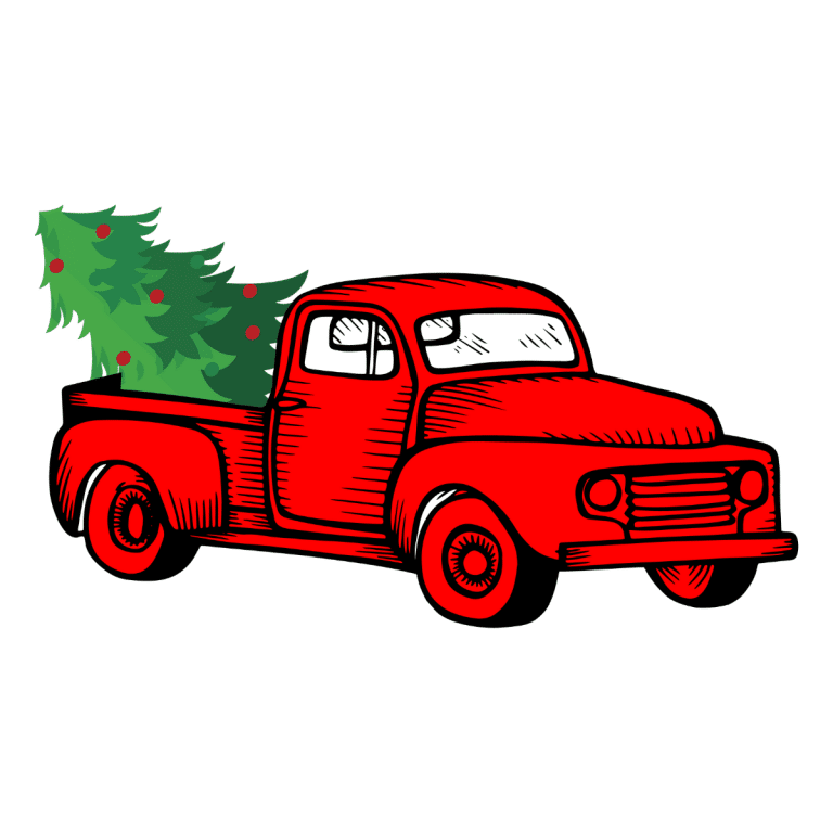 Hand Drawing Christmas Truck SVG, PNG, JPG, PSD, DXF Files | Craftpi