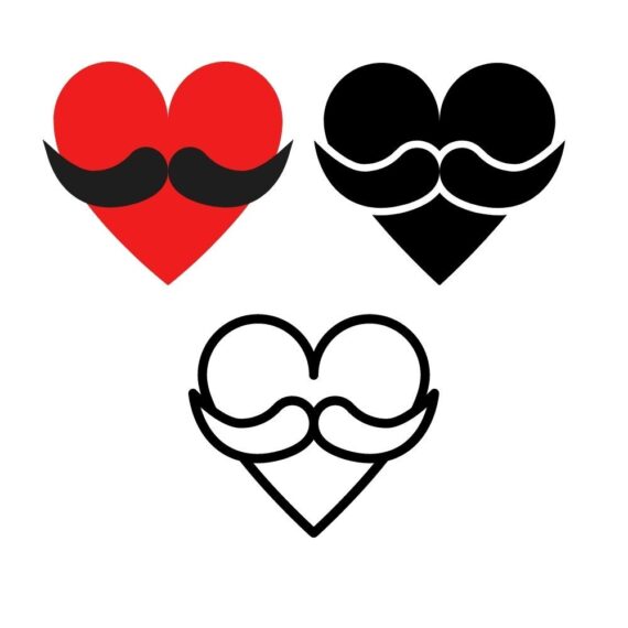 Heart Mustache SVG, PNG, JPG, PSD, DXF Files | Craftpi