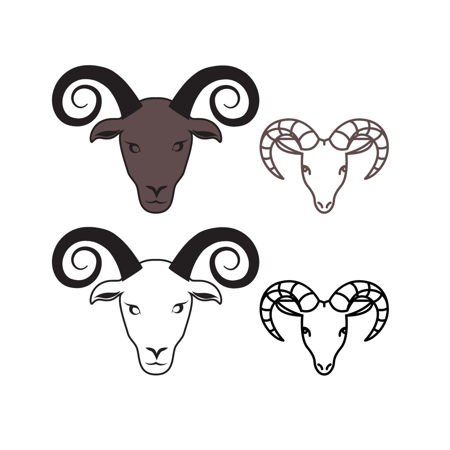 Ram Head Bundle SVG, PNG, JPG, PSD, DXF Files | Craftpi