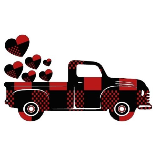 Red Buffalo Plaid Christmas Truck with Heart SVG, PNG, JPG, PSD, DXF ...