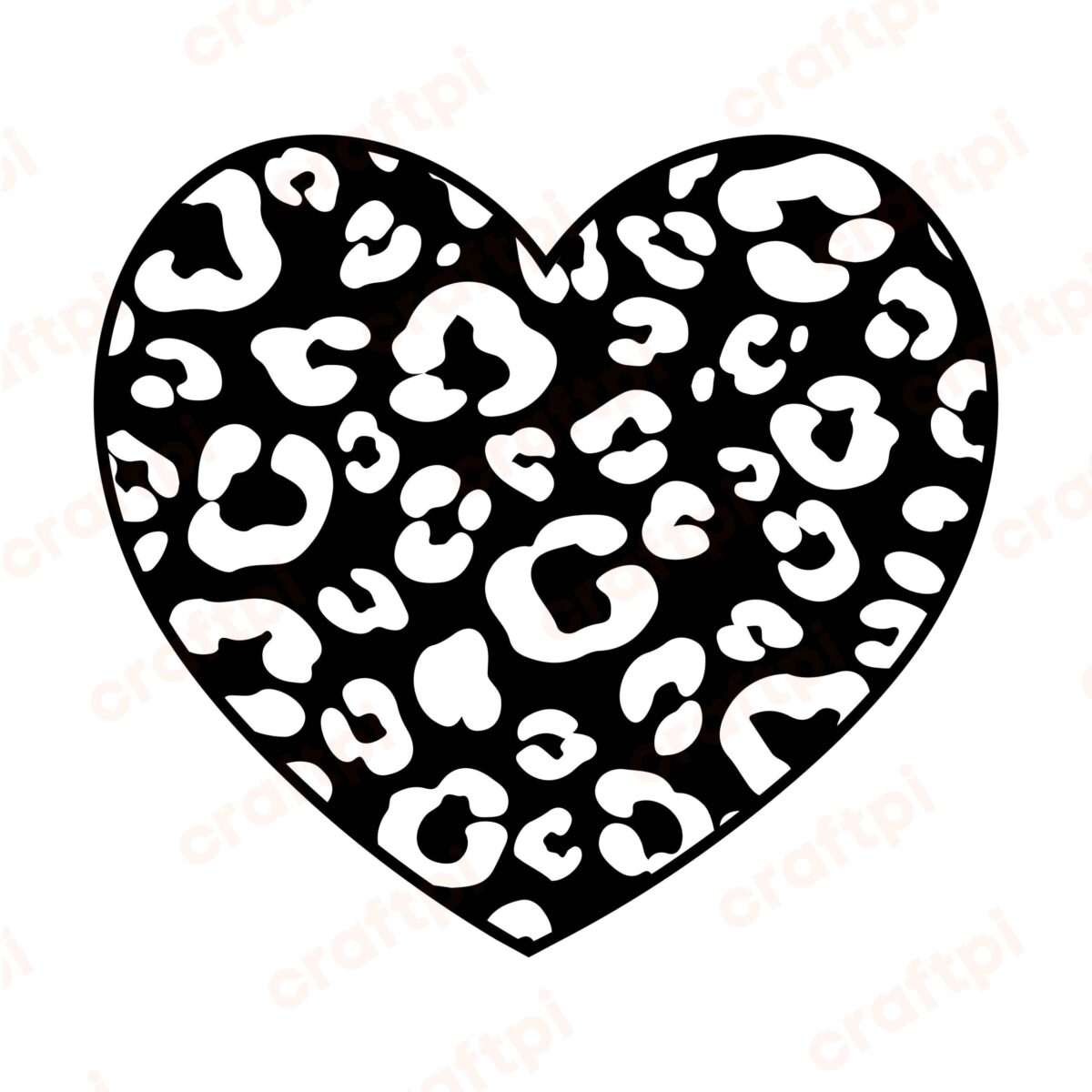 Black Doodle Leopard Heart SVG, PNG, JPG, PDF Files | Craftpi