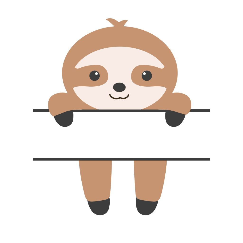 Cute Sloth Split Monogram SVG, PNG, JPG, PSD, DXF, AI Files | Craftpi