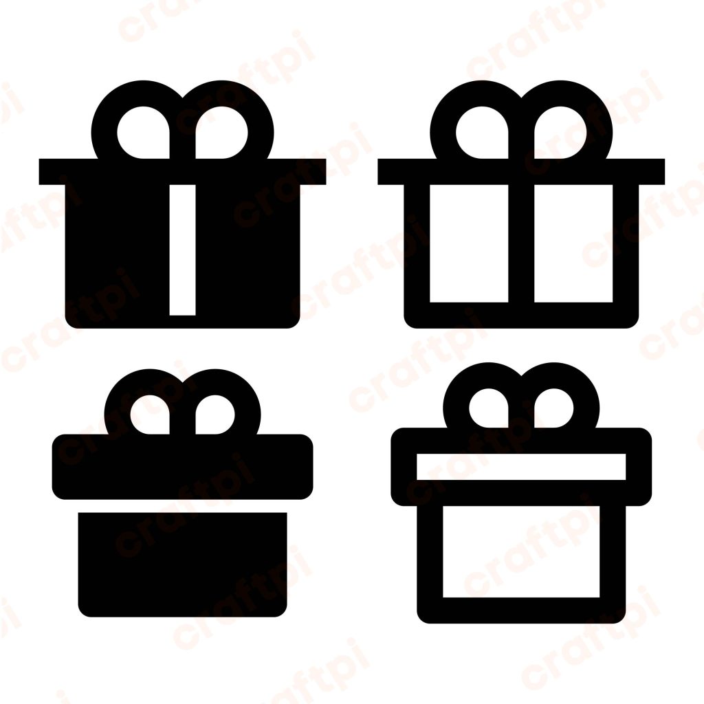 Gift Box Icon Bundle SVG, PNG, JPG, DXF, PDF Files | Craftpi