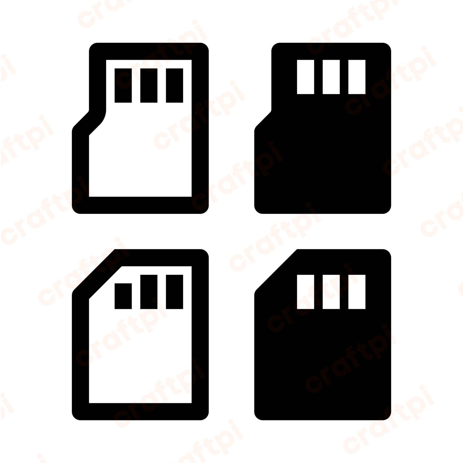 SD Card Icons Bundle SVG, PNG, JPG, PDF Files | Craftpi