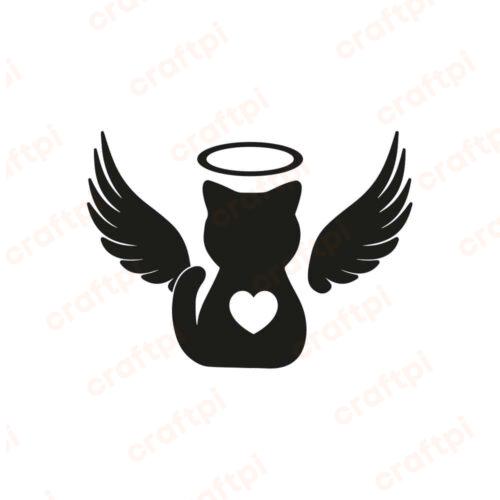 Cat Memorial Angel Wings Monogram SVG, PNG, JPG, PSD, DXF, AI Files ...