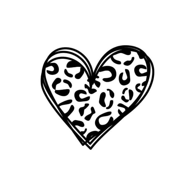 Black Doodle Leopard Heart SVG, PNG, JPG, PDF Files | Craftpi