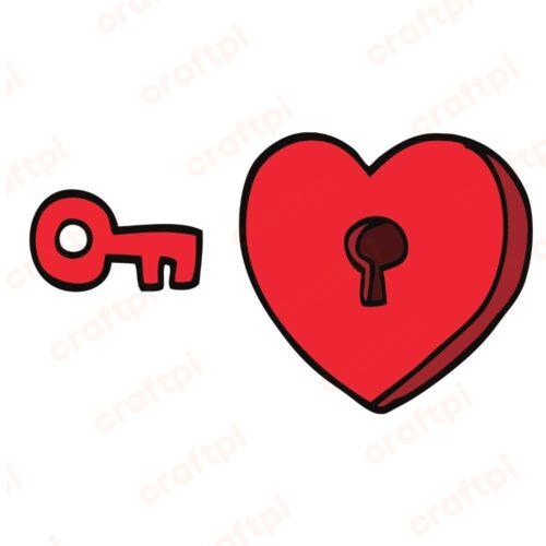 Heart with Key SVG, PNG, JPG, PSD, DXF Files | Craftpi