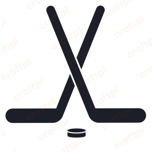 Simple Hockey Sticks & Puck SVG, PNG, JPG, PSD, PDF Files | Craftpi