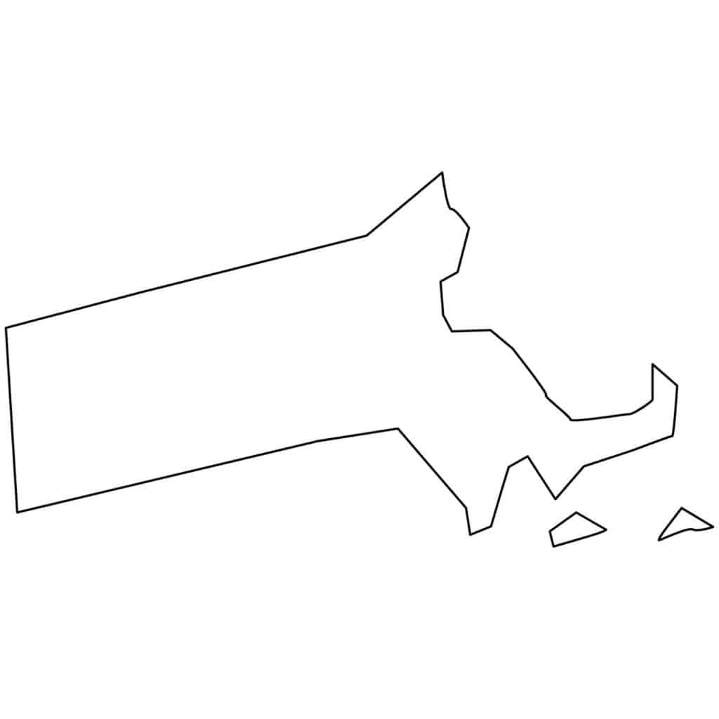 Massachusetts State Map Outline SVG, PNG, JPG, PDF Files | Craftpi