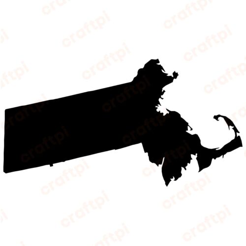 Massachusetts State Map Silhouette SVG, PNG, JPG, PDF Files | Craftpi