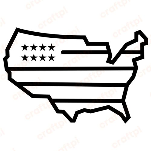 USA Flag Map Outline SVG, PNG, JPG, PDF Files | Craftpi