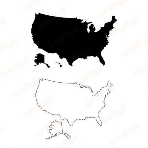 USA Silhouette & Outline State Map SVG, PNG, JPG, PDF Files | Craftpi