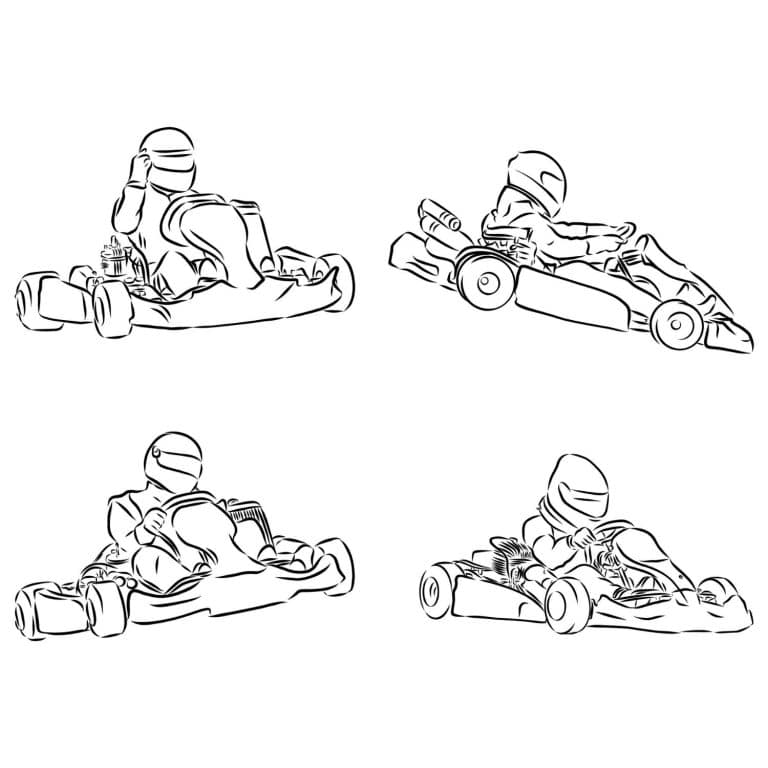 Go Kart Drawing Outline Bundle SVG, PNG, JPG, PDF Files | Craftpi