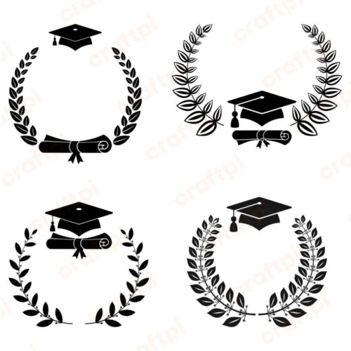 Graduation Laurel Wreath Bundle SVG, PNG, JPG, PDF Files | Craftpi